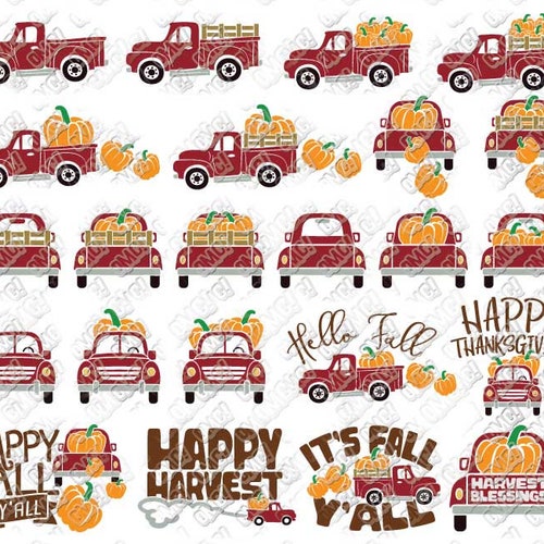 Pumpkin Truck SVG Fall Thanksgiving Harvest Vintage Svg Dxf | Etsy