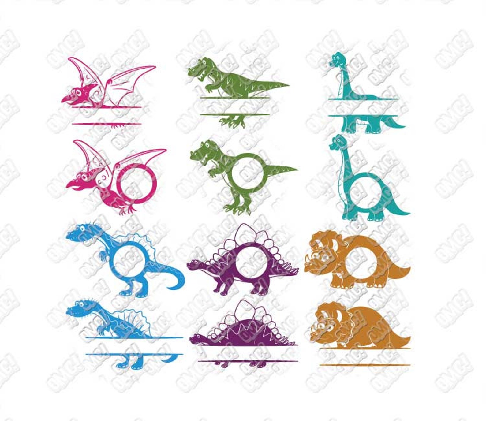 Dinosaur SVG Bundle Monogram Frame Svg Dxf Eps Jpeg Png Format | Etsy
