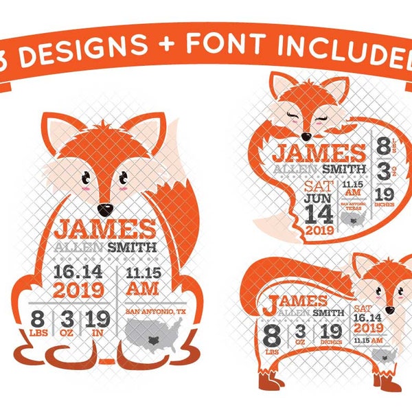 Fox Birth Stats - Etsy