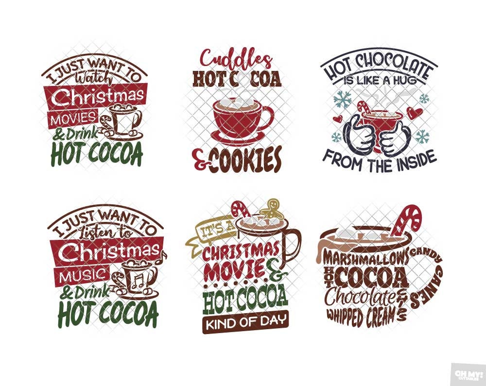 Hot Chocolate SVG Cocoa Bar Christmas Sign Shirt svg dxf eps | Etsy