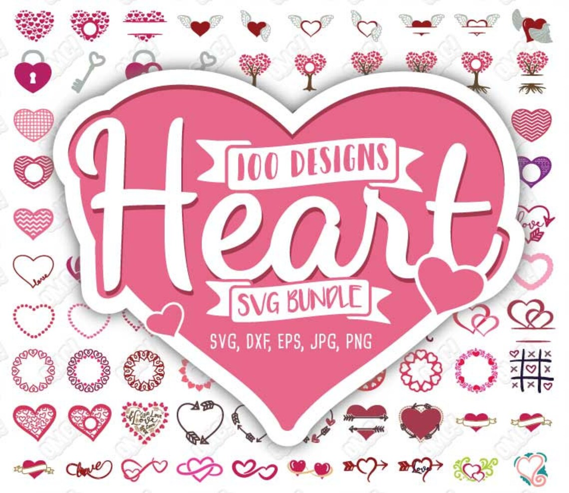 Heart SVG Bundle Valentine Monogram Love Svg Dxf Eps Jpeg Png - Etsy