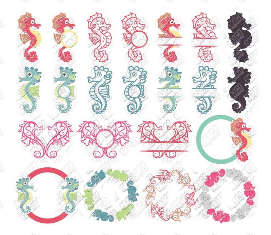 Seahorse SVG Bundle Monogram Beach Summer Svg Dxf Eps Jpeg Png Format ...