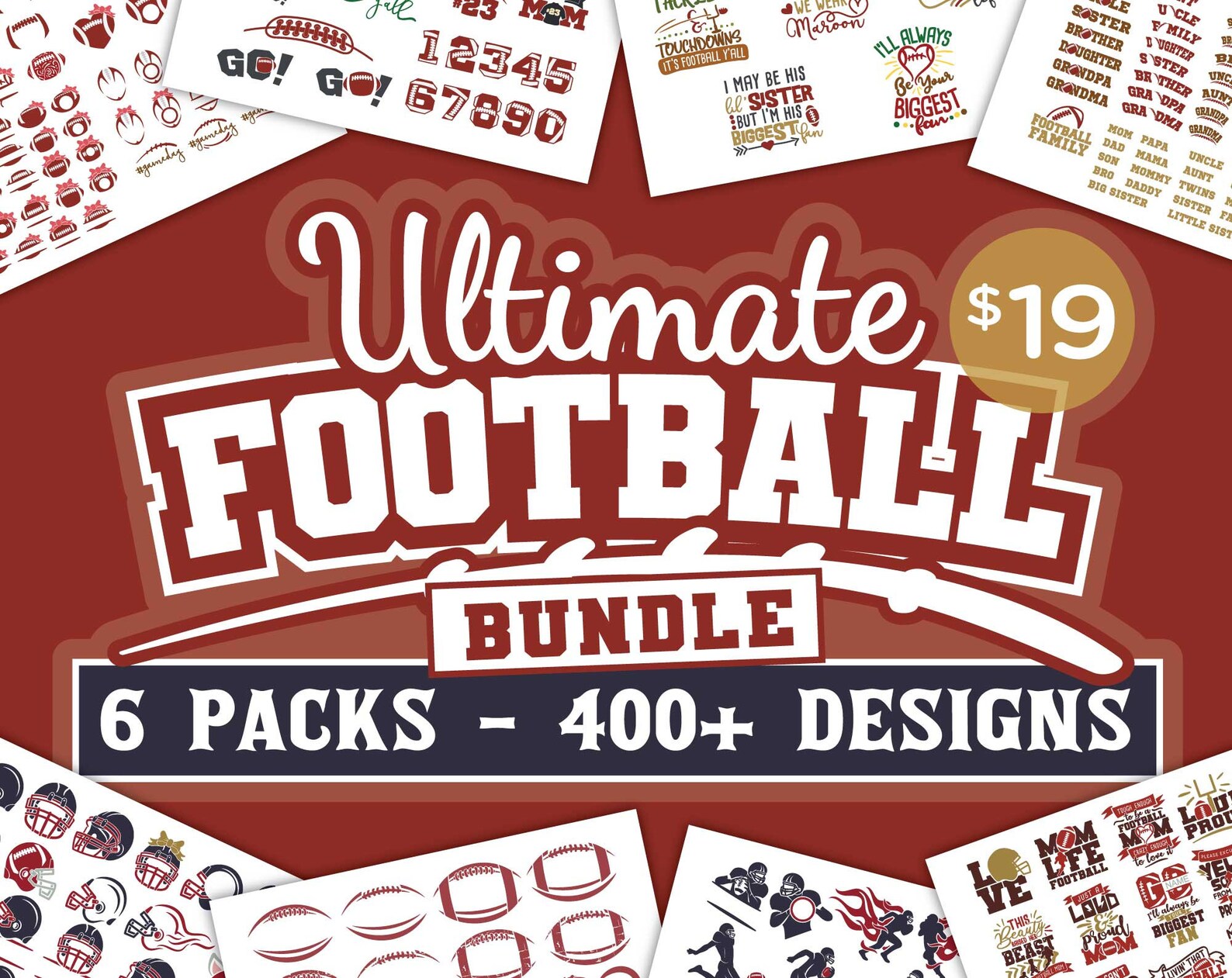 Football SVG Ultimate Bundle Monogram Quotes Svg Dxf Eps Png - Etsy