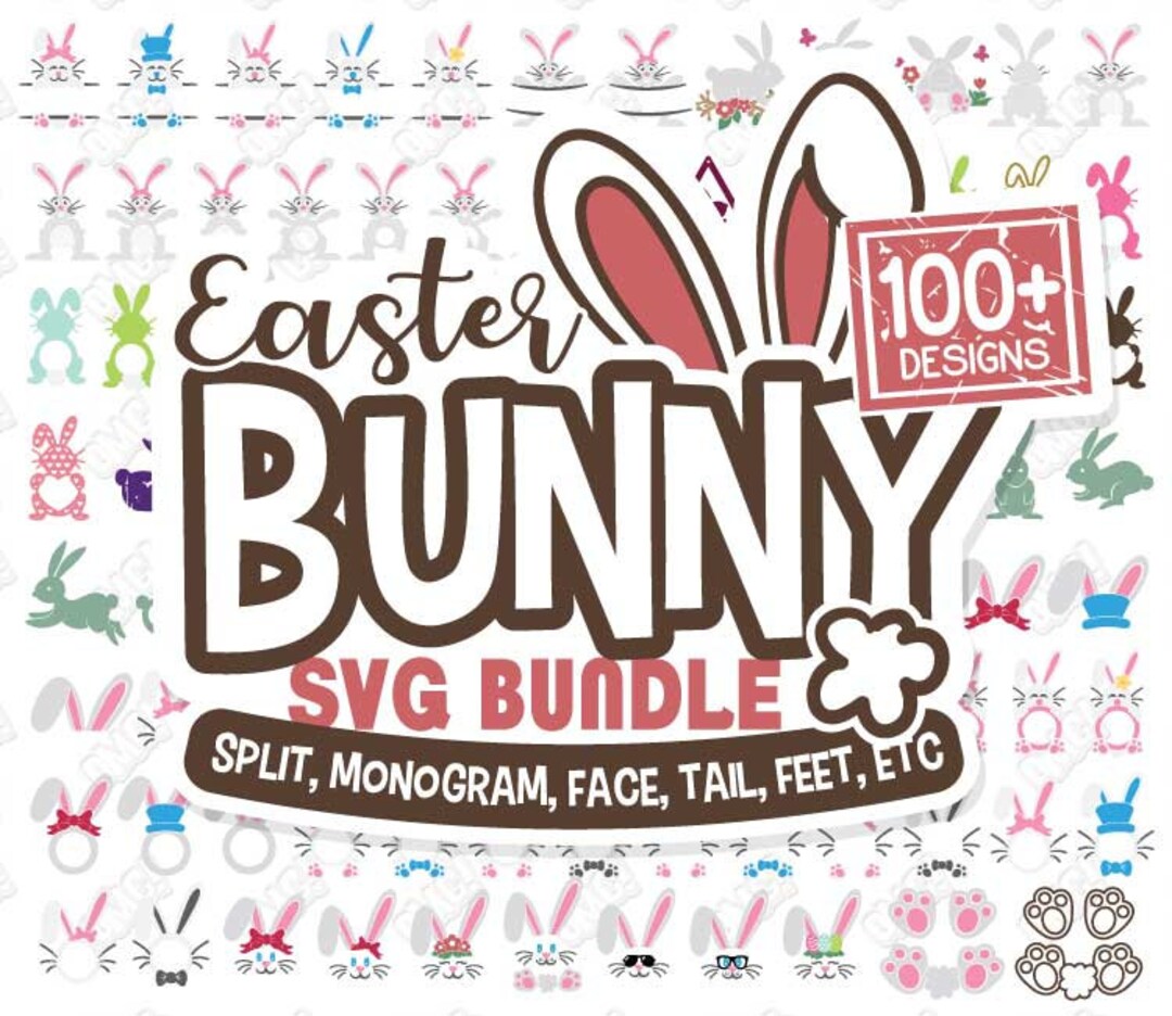 Bunny SVG Easter Monogram Split Rabbit Svg Dxf Eps Jpeg Png Format ...