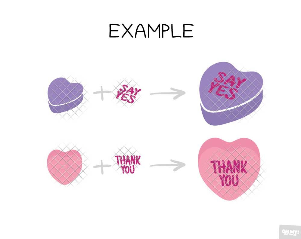 Conversation Hearts SVG Template Clipart Valentine Svg Dxf Eps - Etsy