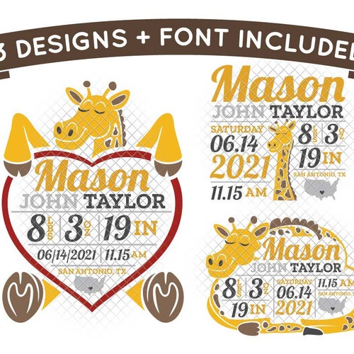 Baby Birth Announcement Svg Dxf Eps Jpeg Format Layered - Etsy