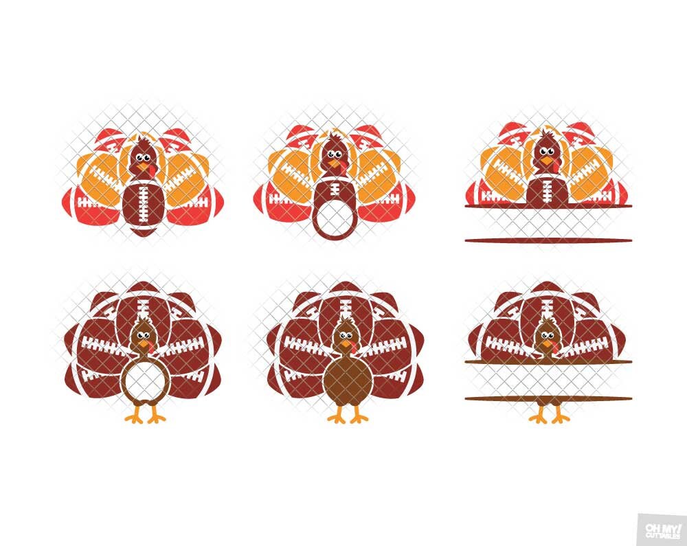 Football Turkey SVG Pumpkin Pie Thanksgiving Monogram Fall - Etsy