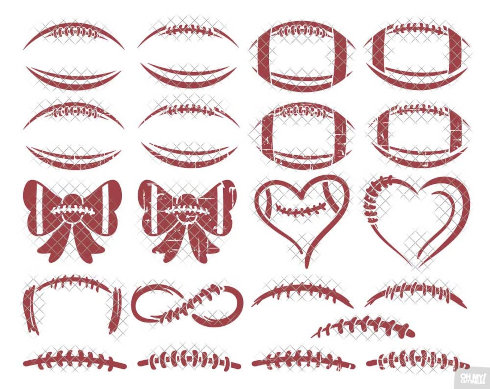 Football Laces SVG Distressed Monogram Split Svg Dxf Eps Jpeg Png ...