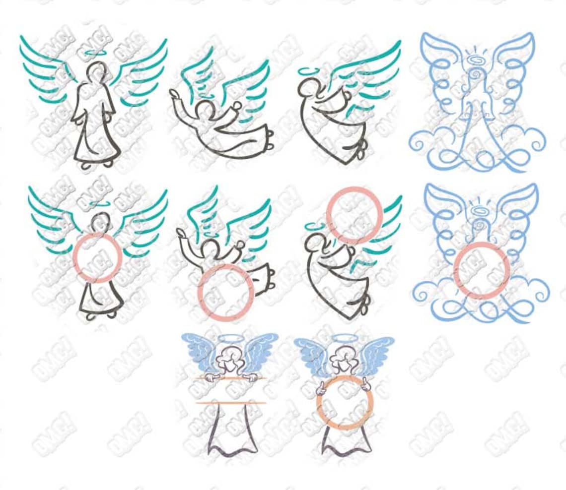 Angel Wings SVG Monogram Bundle Svg Dxf Eps Jpeg Png Format - Etsy