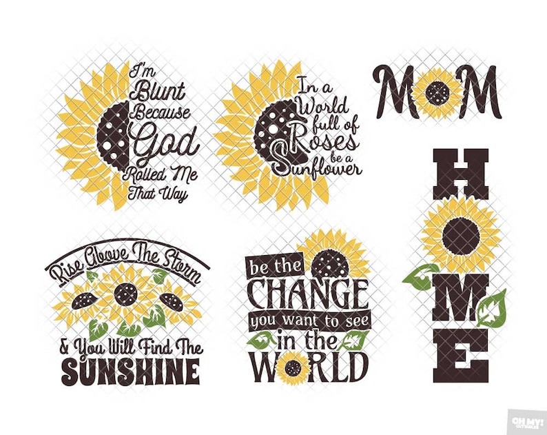 Sunflower SVG Bundle Monogram Quotes dxf eps jpeg png format | Etsy