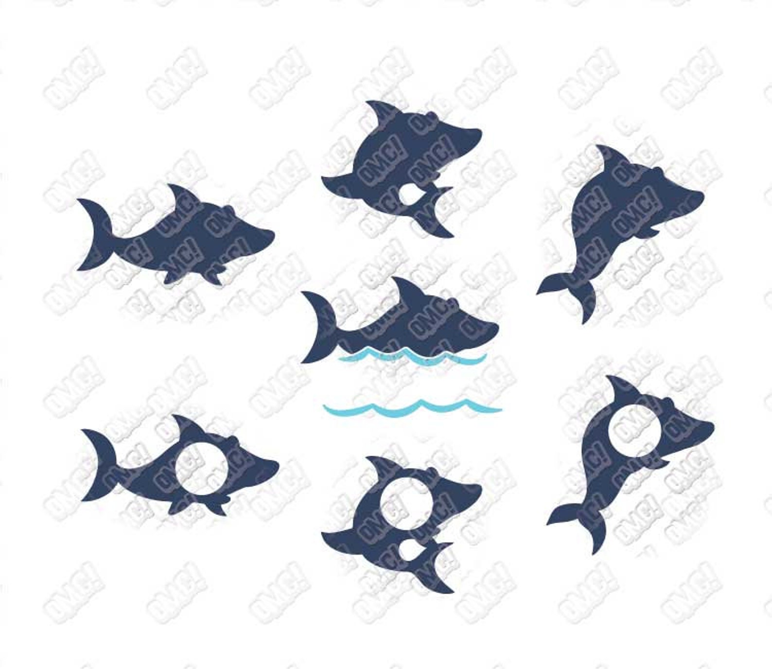 Shark SVG Bundle Monogram Split Cute Svg Dxf Eps Jpeg Png - Etsy
