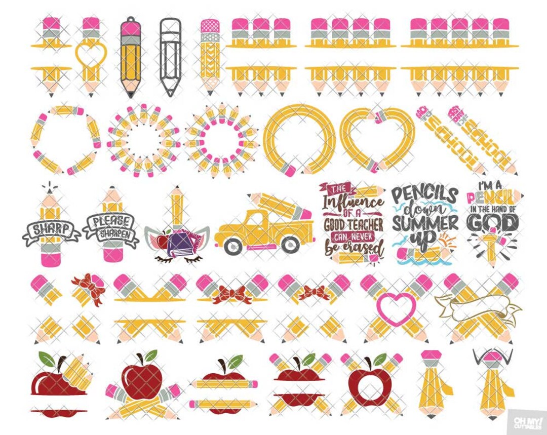 Pencil SVG Monogram Split Tumbler Apple Quotes School Svg Dxf Eps Jpeg ...