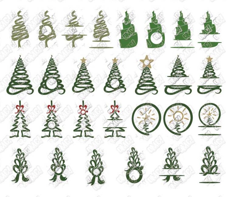 Christmas Tree SVG Monogram Bundle Svg Dxf Eps Jpeg Png Format - Etsy