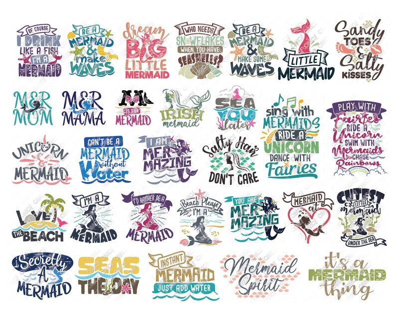 Mermaid SVG Bundle 2 Quotes Sayings Phrases Svg Dxf Eps Jpeg - Etsy