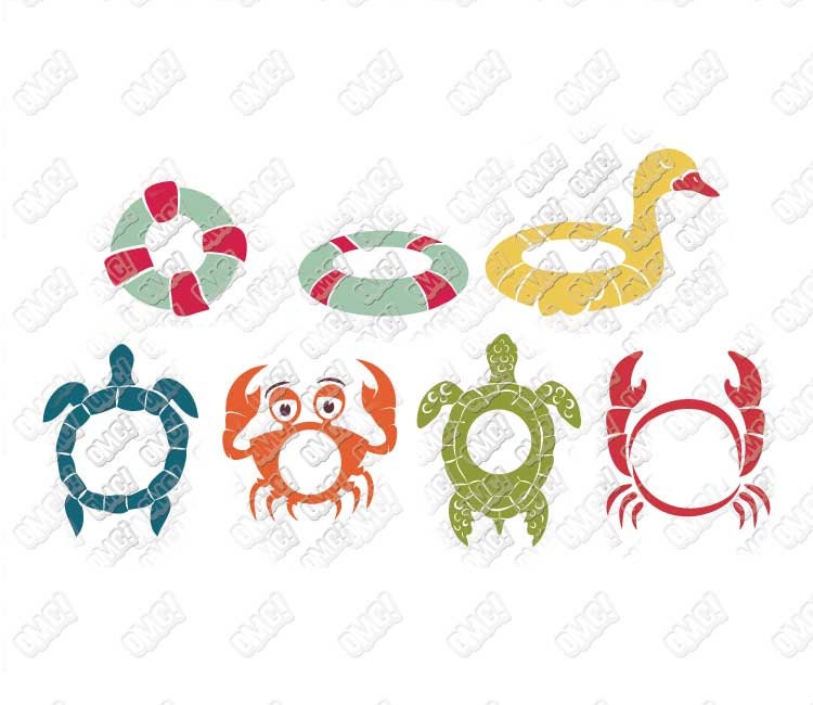 Beach SVG Bundle Summer Monogram Frame Svg Dxf Eps Jpeg Png Format ...