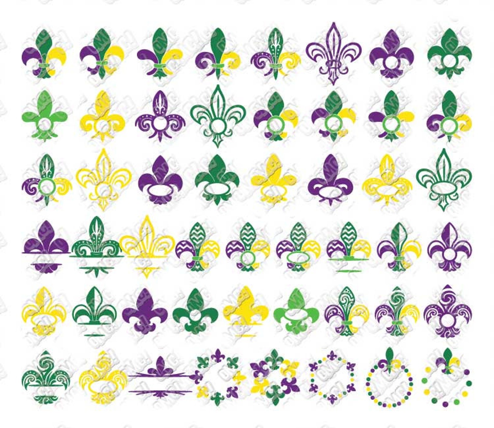 Fleur-de-lis SVG Monogram Mardi Gras Louisiana Svg Dxf Eps - Etsy
