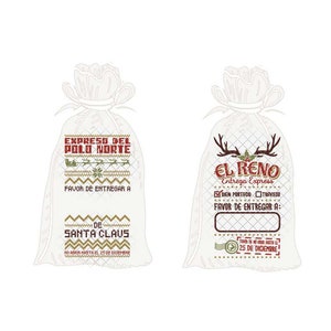 Santa Sack Spanish Espanol SVG Bundle Template Personalized North Pole ...
