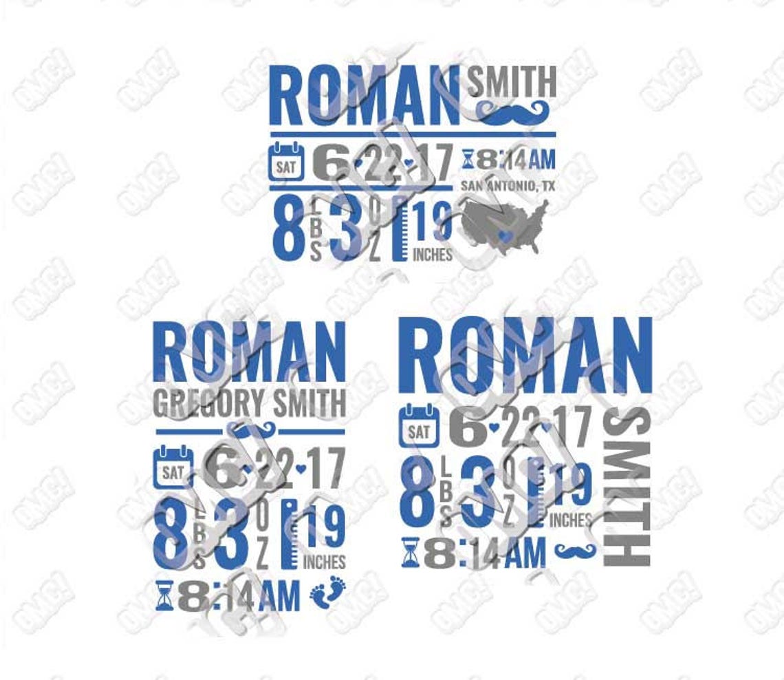 Baby Birth Announcement Svg Dxf Eps Jpeg Format Layered - Etsy