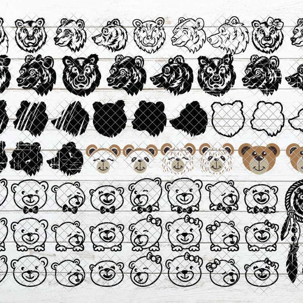Bear Face Svg - Etsy
