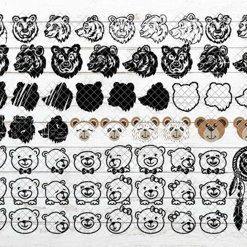 Bear Face Svg - Etsy