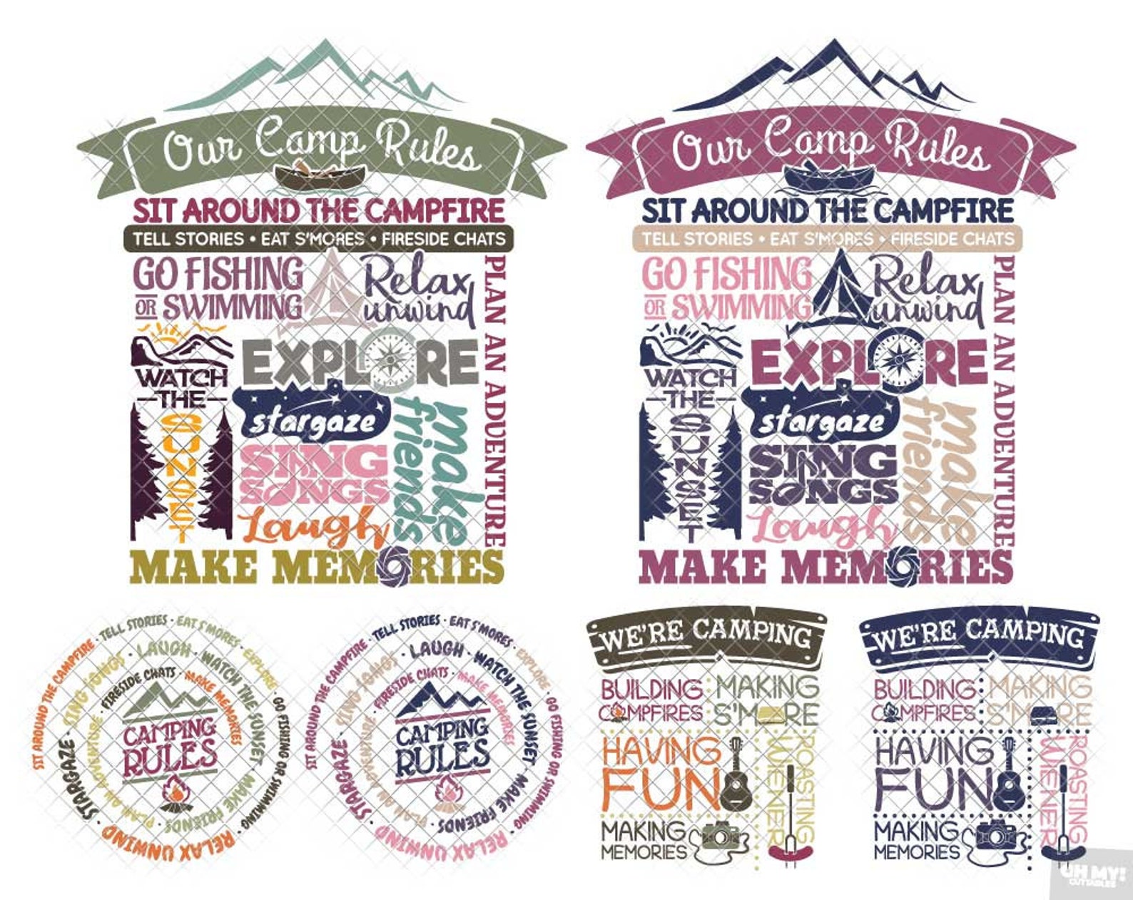 Camping Rules SVG Dxf Eps Jpeg Png Format Layered Cutting | Etsy