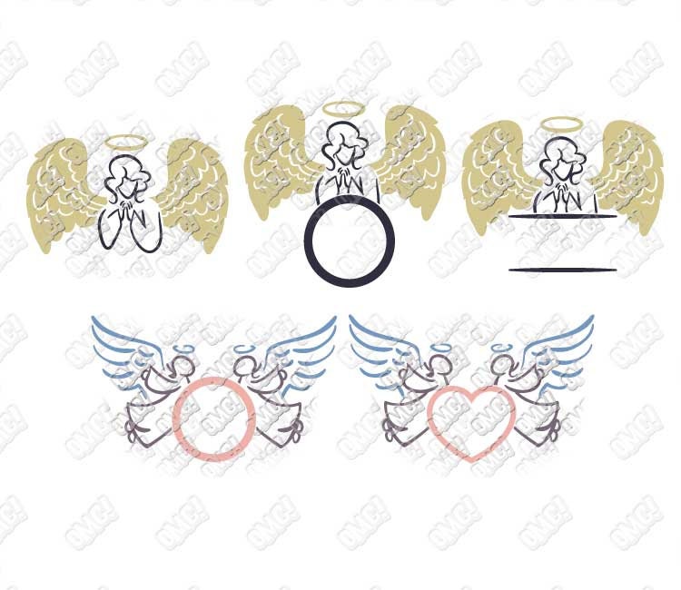 Angel Wings SVG Monogram Bundle Svg Dxf Eps Jpeg Png Format | Etsy