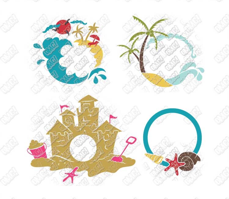 Beach SVG Bundle Summer Monogram Frame Svg Dxf Eps Jpeg Png - Etsy