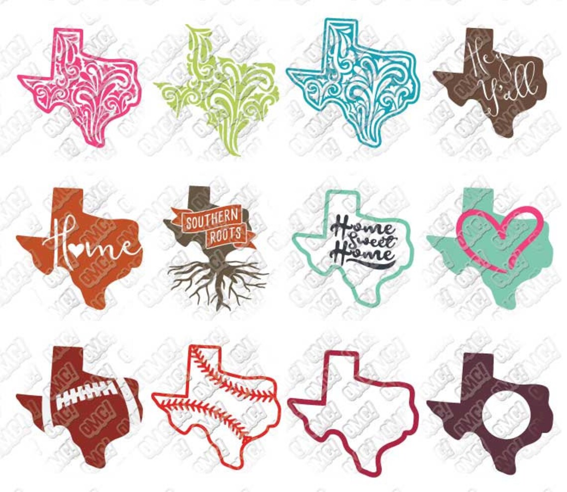 Texas SVG Bundle USA State Map Southern Svg Dxf Eps Jpeg Png | Etsy