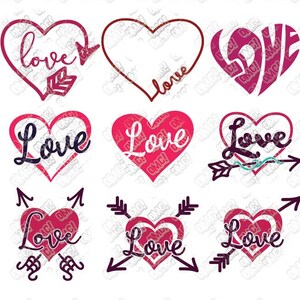 Heart SVG Bundle Valentine Monogram Love Svg Dxf Eps Jpeg Png Format ...