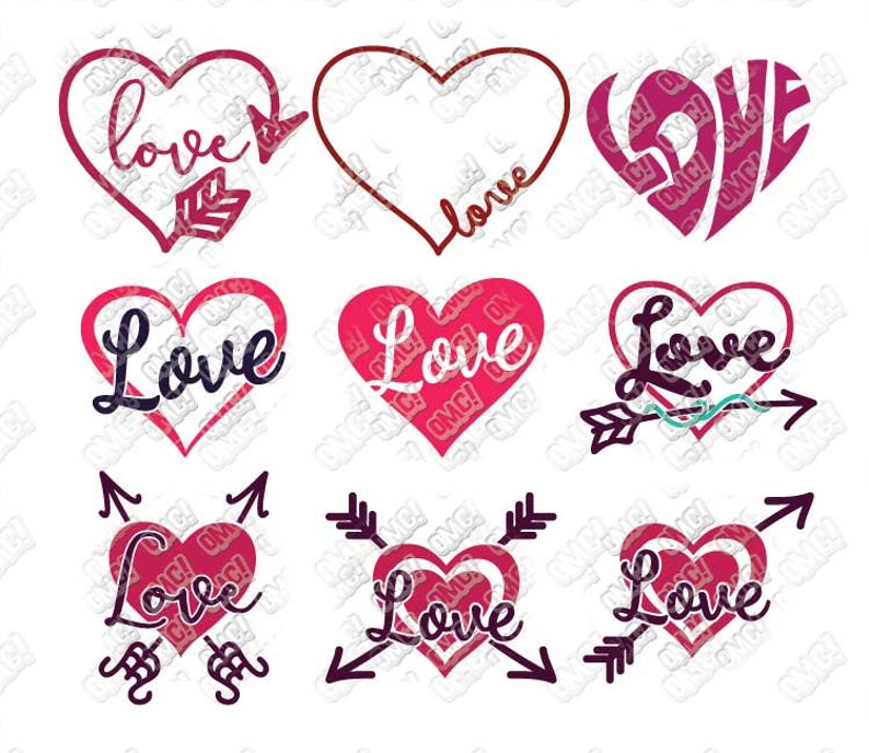 Cuore SVG Bundle Valentine Monogram Love svg dxf eps jpeg - Etsy Italia