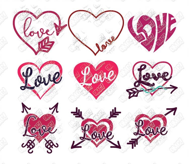 Heart SVG Bundle Valentine Monogram Love Svg Dxf Eps Jpeg Png | Etsy