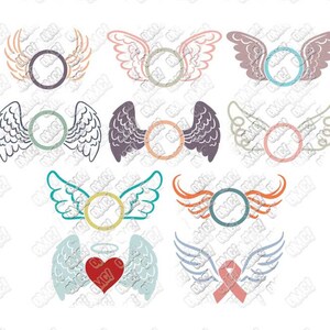 Angel Wings SVG Monogram Bundle Svg Dxf Eps Jpeg Png Format Layered ...