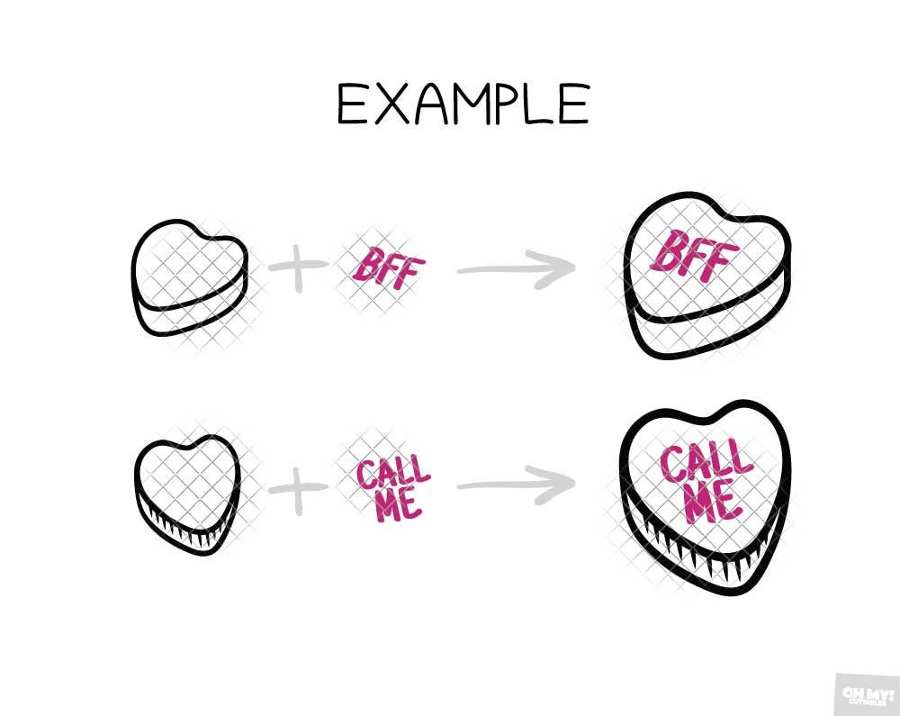 Conversation Hearts SVG Template Clipart Valentine Svg Dxf Eps - Etsy