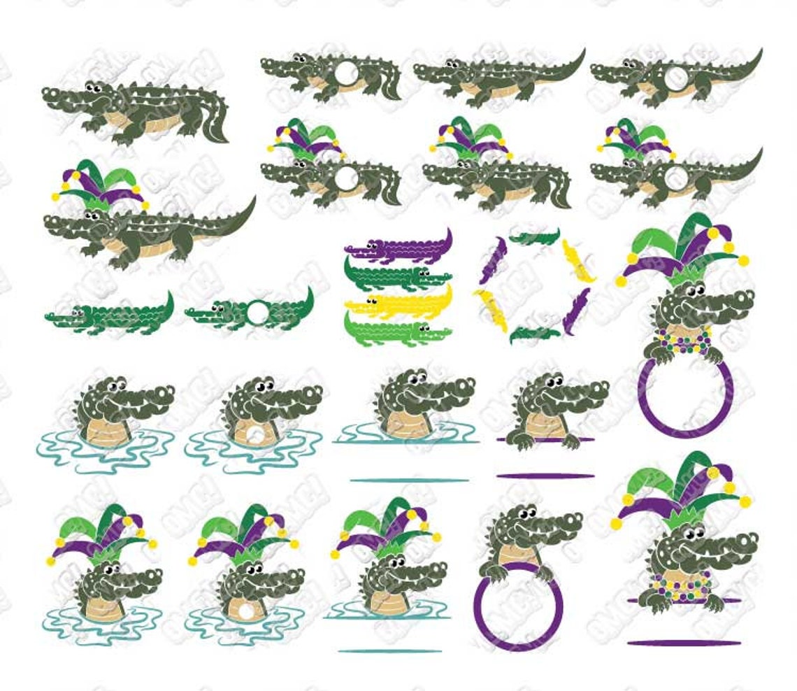 Alligator SVG Mardi Gras Gator Louisiana Monogram Svg Dxf Eps | Etsy