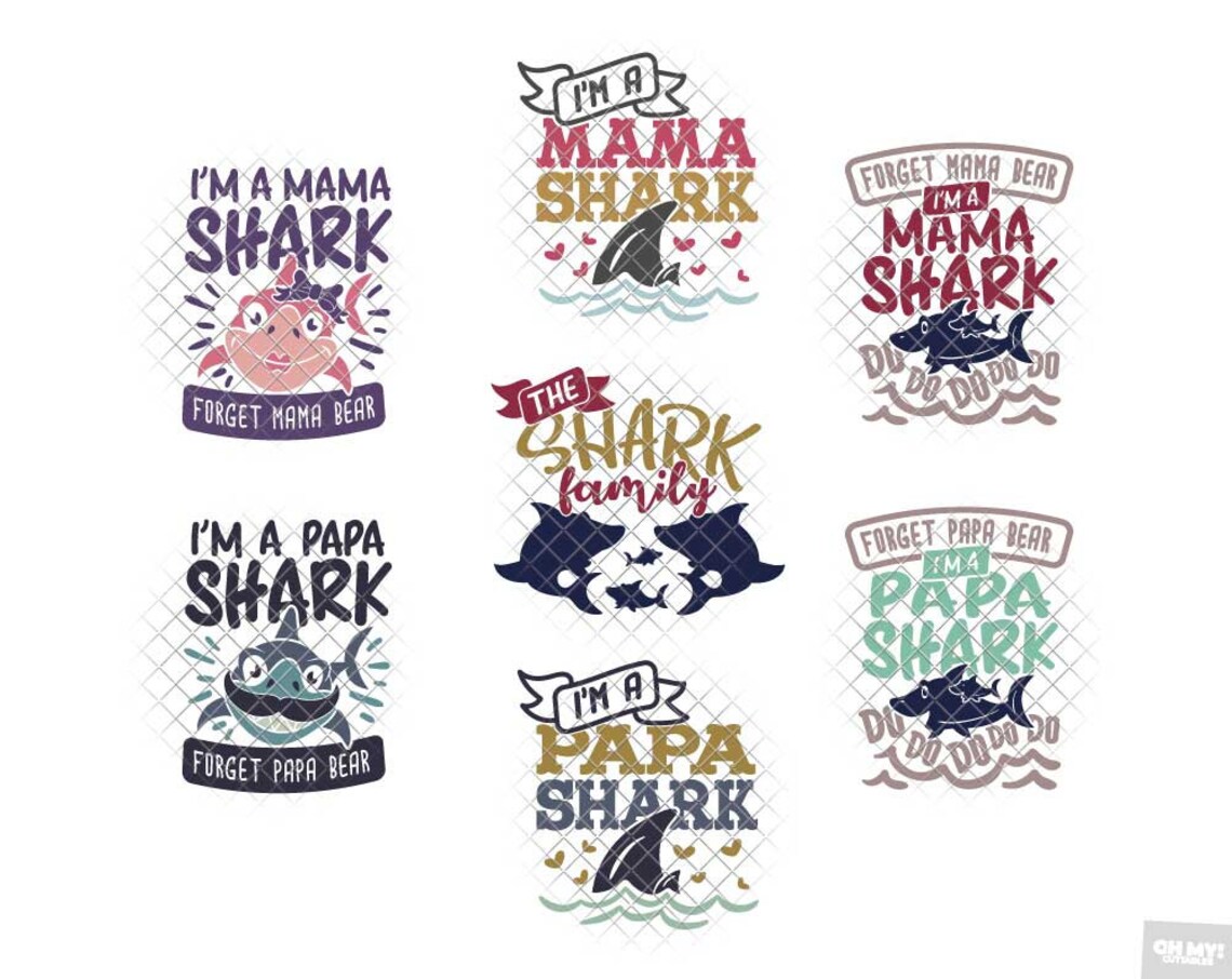 Shark Family SVG Bundle Baby Shark Mama Daddy Auntie Uncle - Etsy