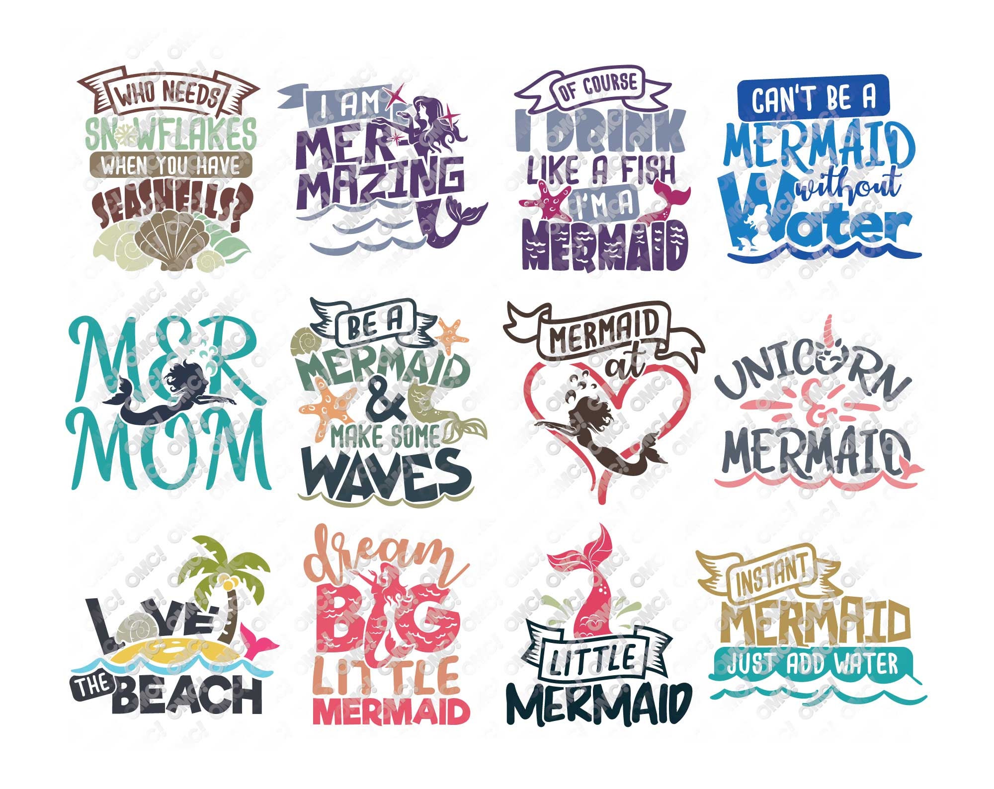 Mermaid SVG Bundle 2 Quotes Sayings Phrases svg dxf eps jpeg | Etsy