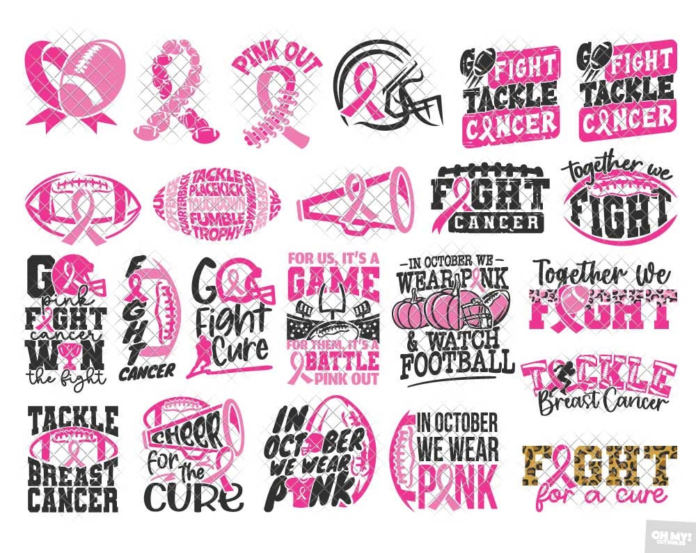 Breast Cancer Football Svg And Sublimation Designs Awareness Etsy