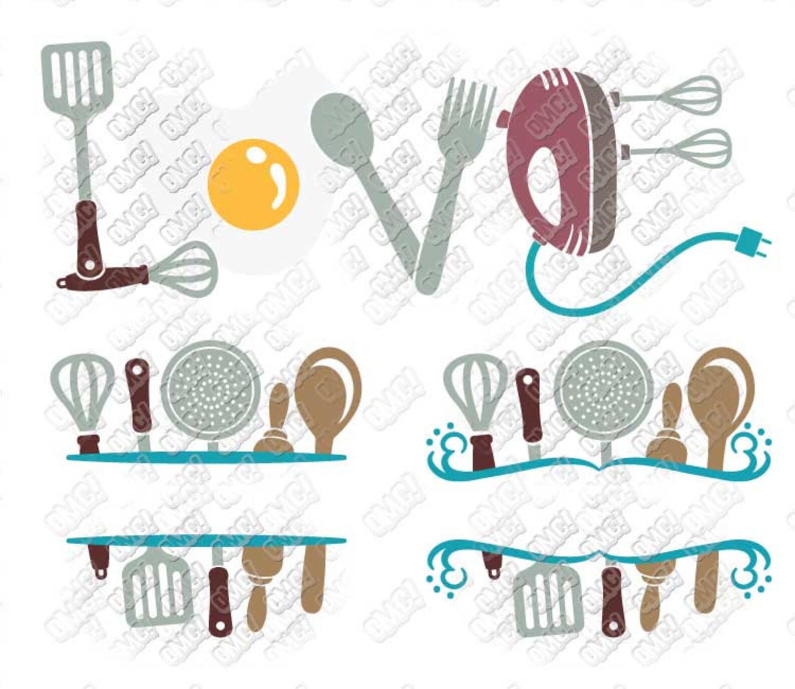 Kitchen SVG Bundle Monogram Cooking Baking Chef Sign Svg Dxf | Etsy