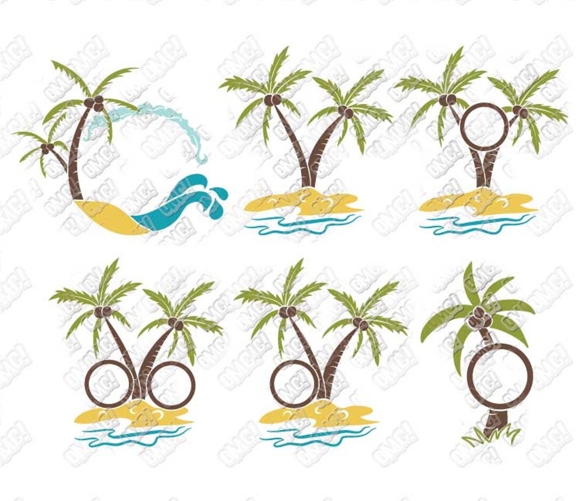 Palm Tree SVG Monogram Bundle Coconut Beach Summer Vacation - Etsy