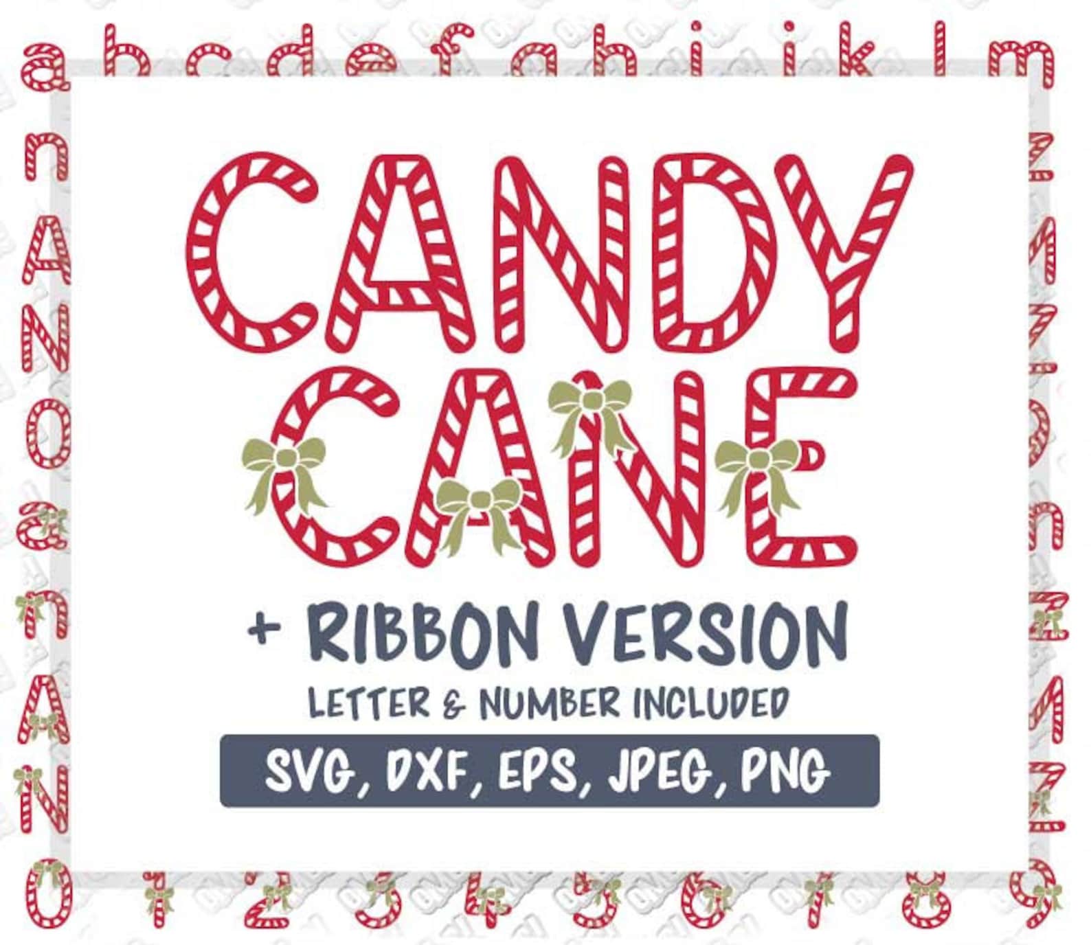 Candy Cane Font SVG Alphabet Design Files Svg Dxf Eps Jpeg Png - Etsy