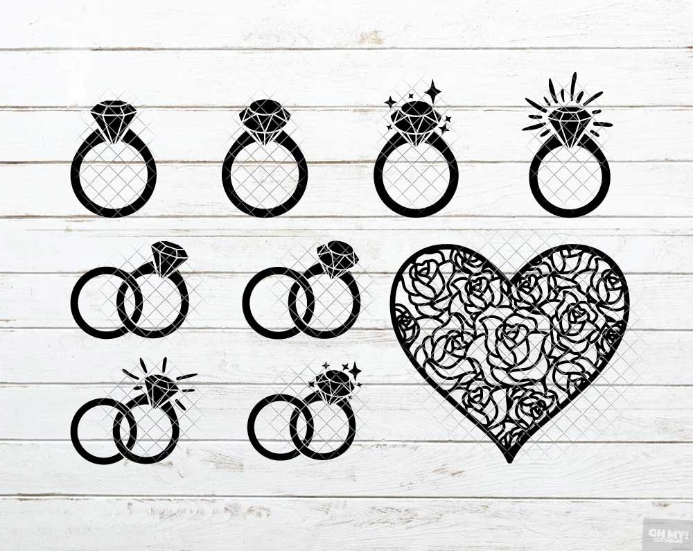 Wedding SVG Bundle 2 Ring Couple Quotes Monogram Svg Dxf Eps - Etsy