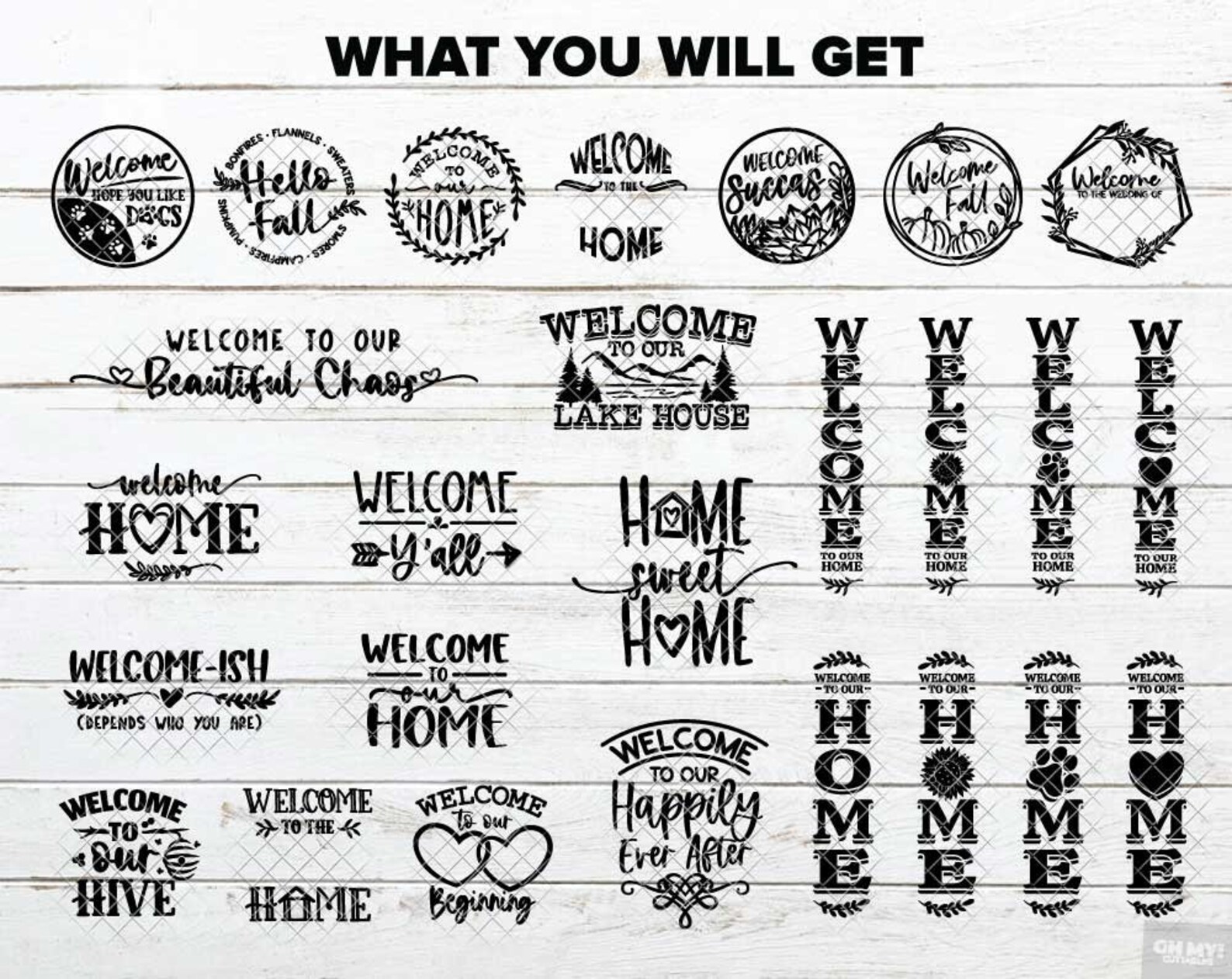 Welcome SVG Bundle Porch Sign Vertical Round Png Dxf Eps Jpg - Etsy