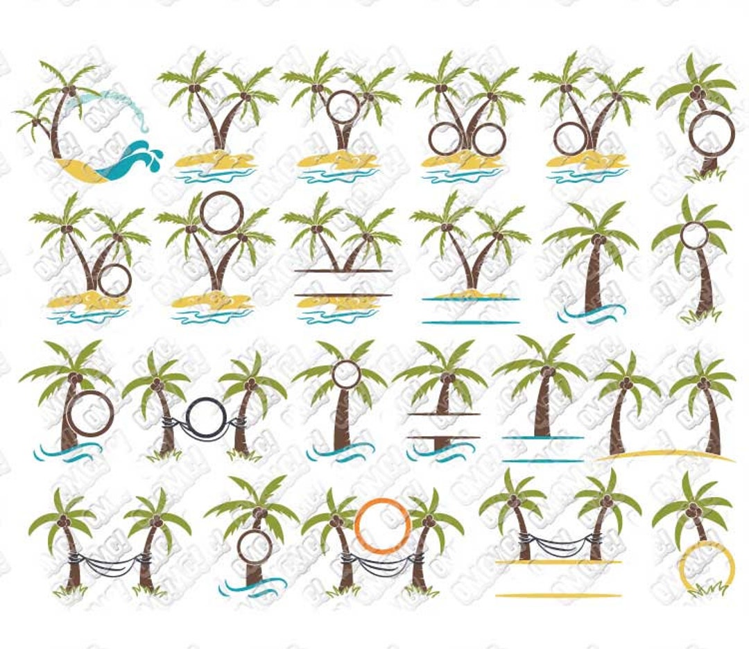Palm Tree SVG Monogram Bundle Coconut Beach Summer Vacation Svg Dxf Eps ...