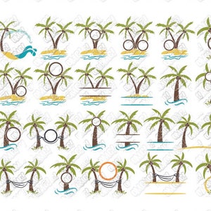 Palm Tree SVG Monogram Bundle Coconut Beach Summer Vacation Svg Dxf Eps ...