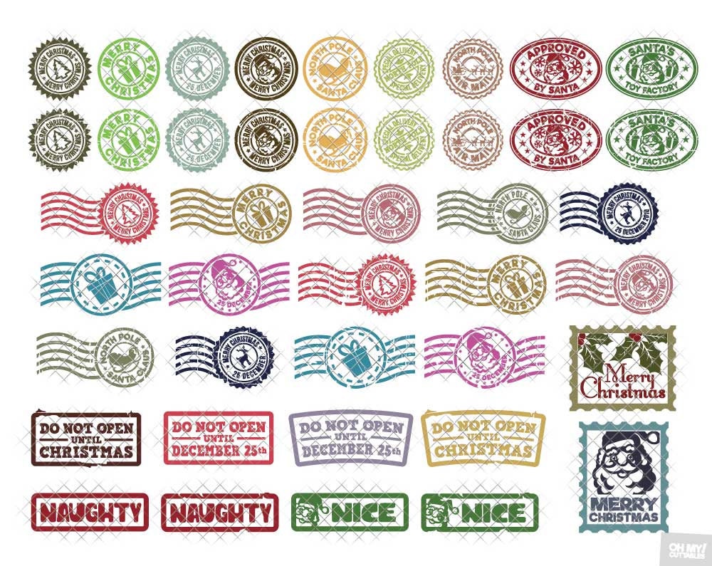 Christmas Stamps SVG Postage Seal Svg Dxf Eps Jpeg Png Format | Etsy
