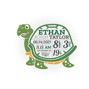 Turtle Birth Stats Announcement SVG Template Dxf Eps Format Layered ...