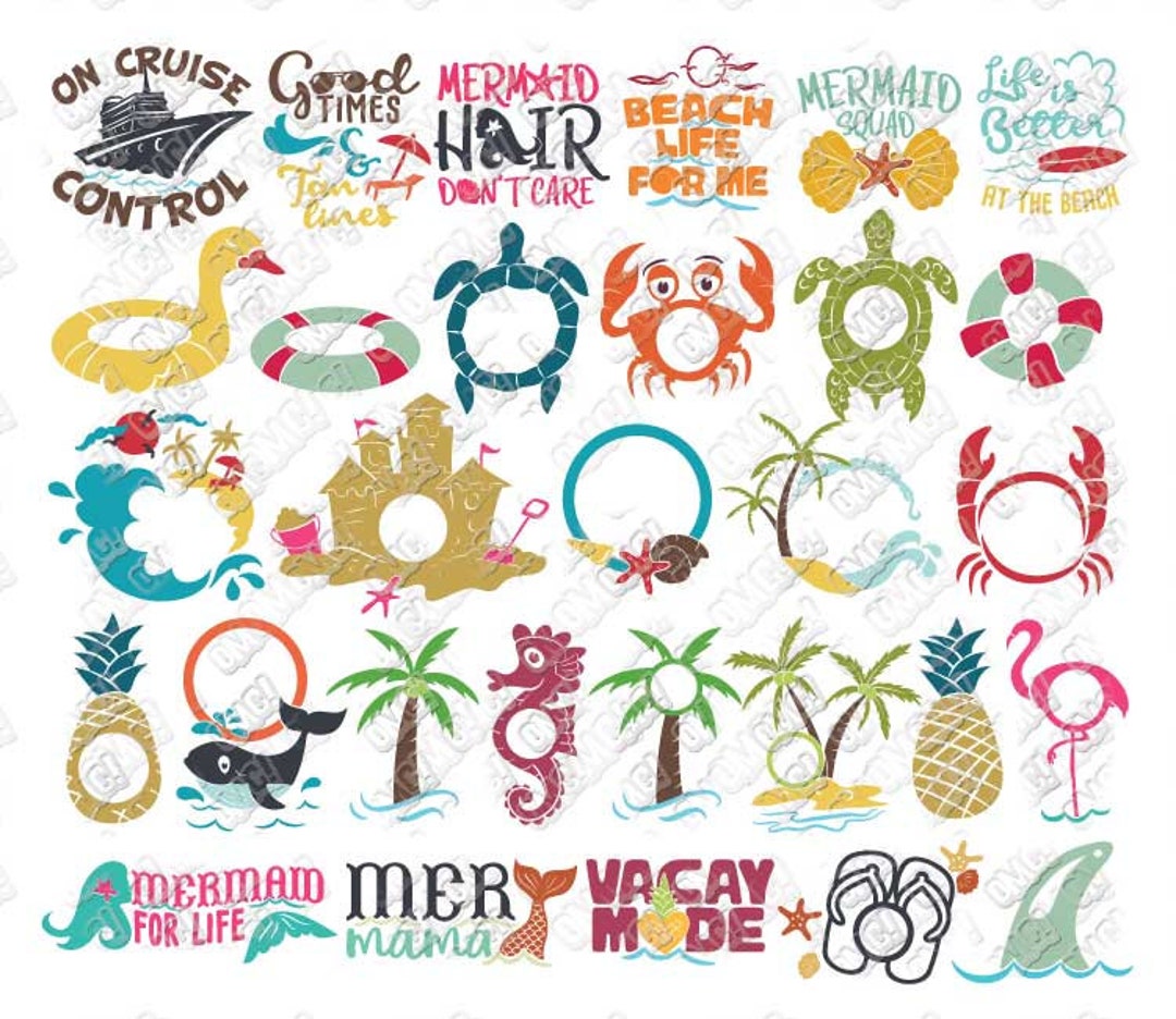 Beach SVG Bundle Summer Monogram Frame Svg Dxf Eps Jpeg Png Format ...