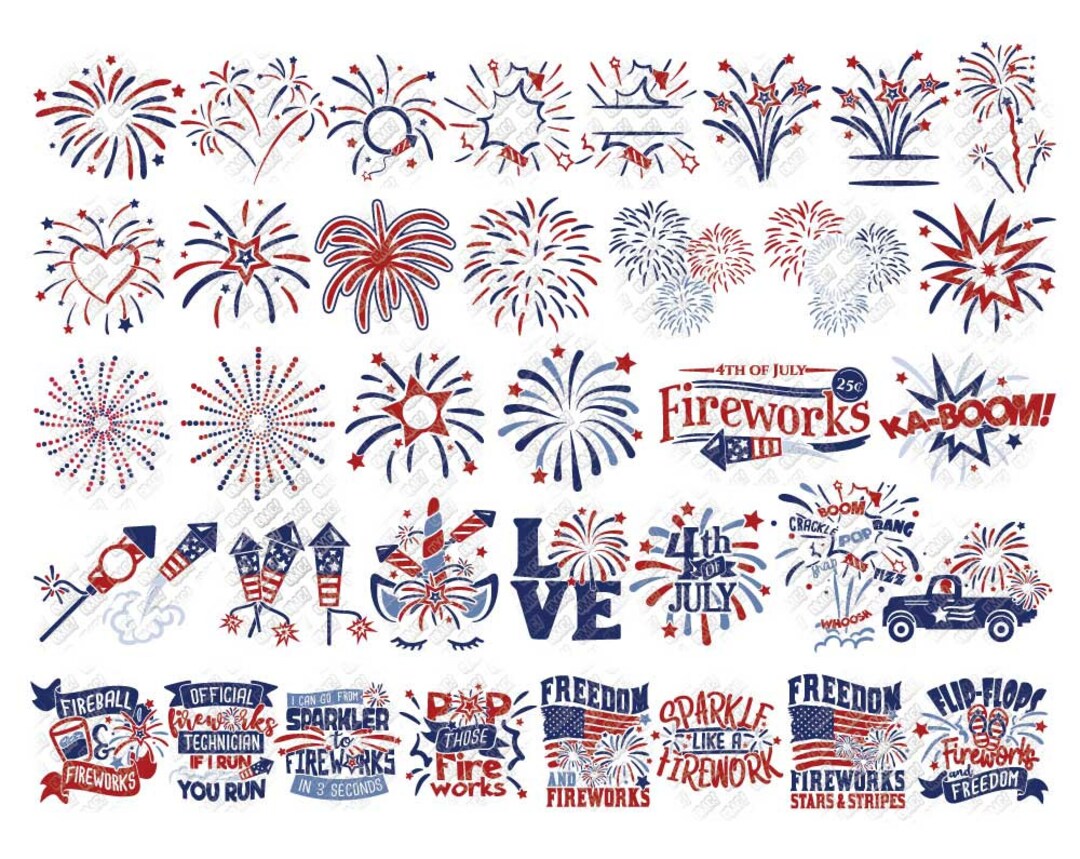 Fireworks SVG Monogram Quotes Bundle 4th of July Svg Dxf Eps Jpeg Png ...