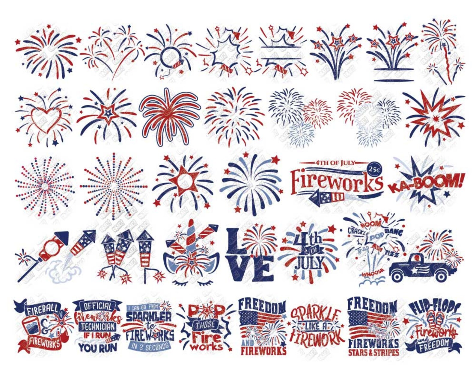 Fireworks SVG Monogram Quotes Bundle 4th of July Svg Dxf Eps - Etsy
