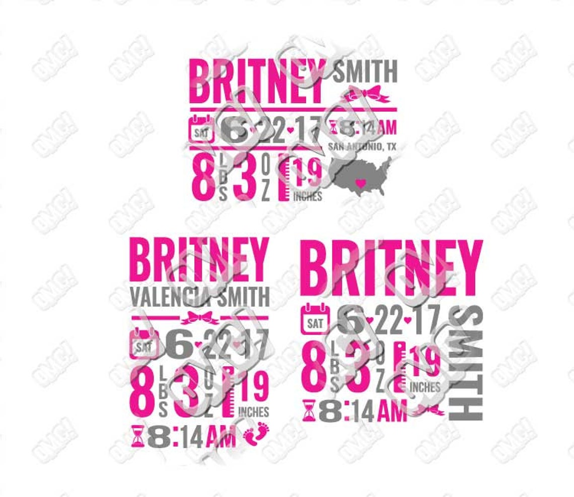 Baby Birth Announcement Svg Dxf Eps Jpeg Format Layered - Etsy